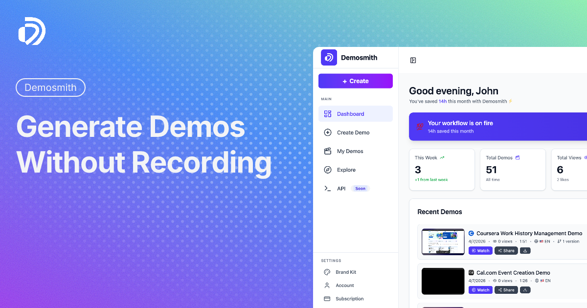 Demosmith — AI Demo Video Generator | Create Product Demos Automatically